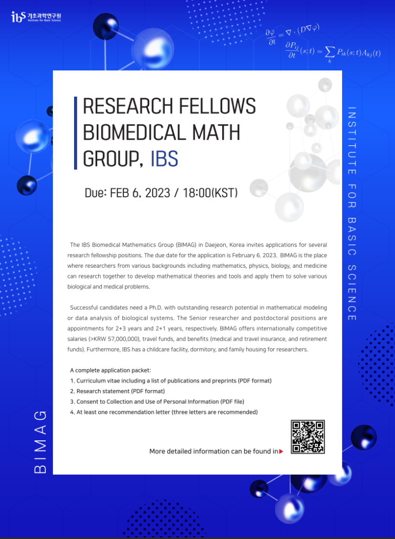 The IBS Biomedical Mathematics Group Senior Researcher Positions and ...