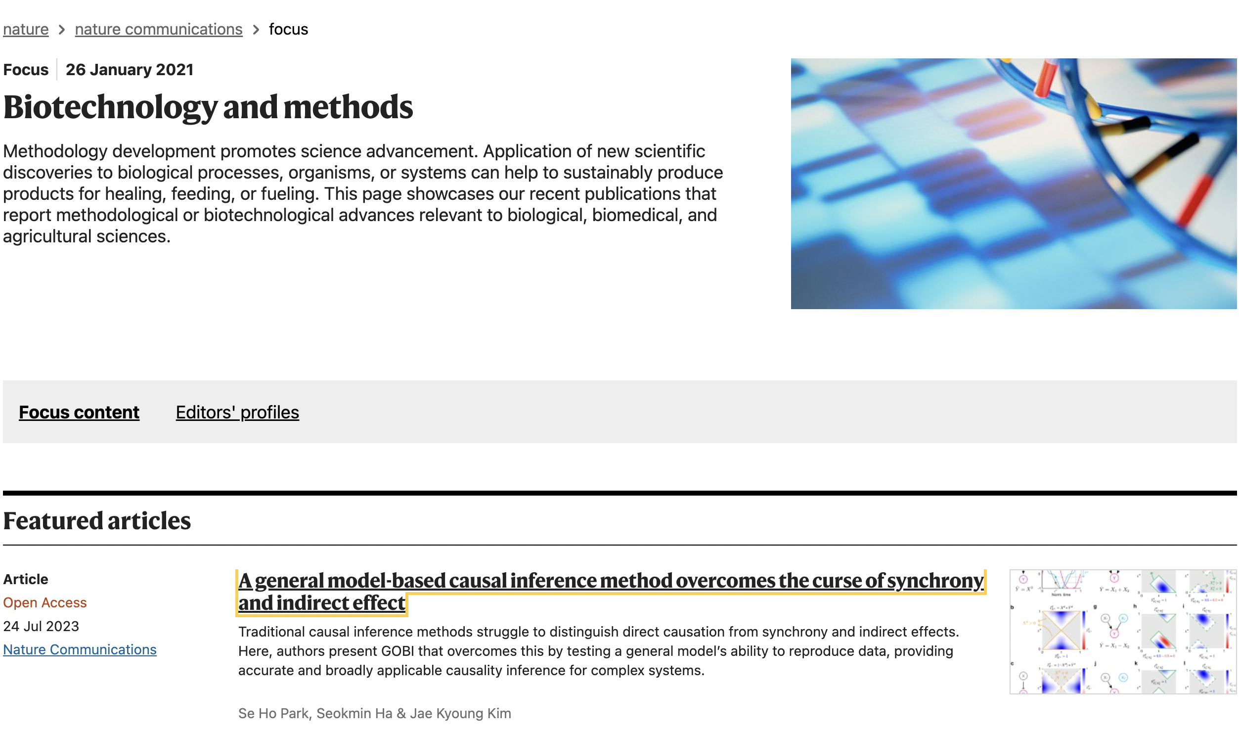 We have had our work on causal inference featured on the Editors' Highlights webpage of recent ...