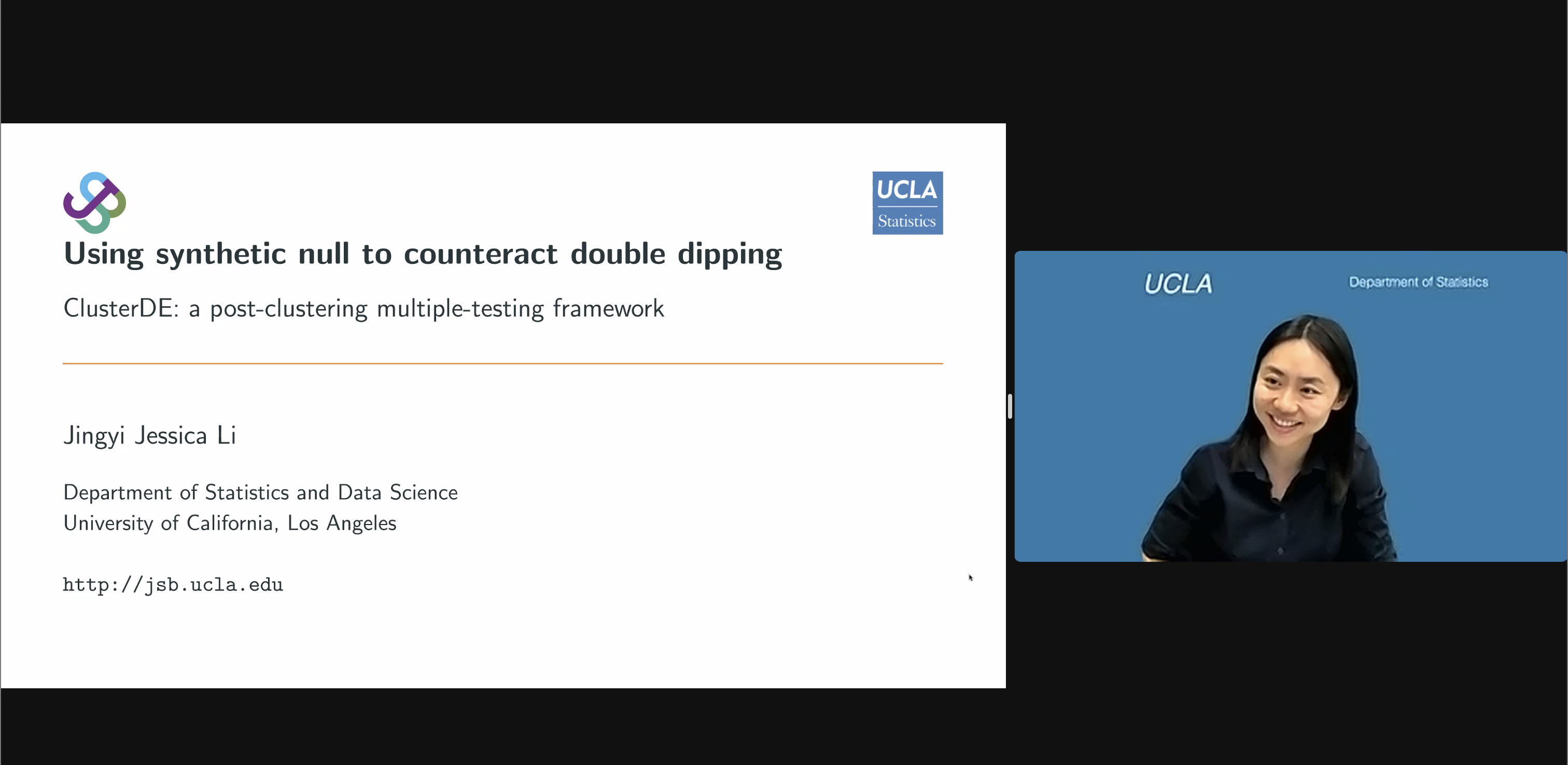Jingyi Jessica Li gave an online talk titled "ClusterDE: a post ...