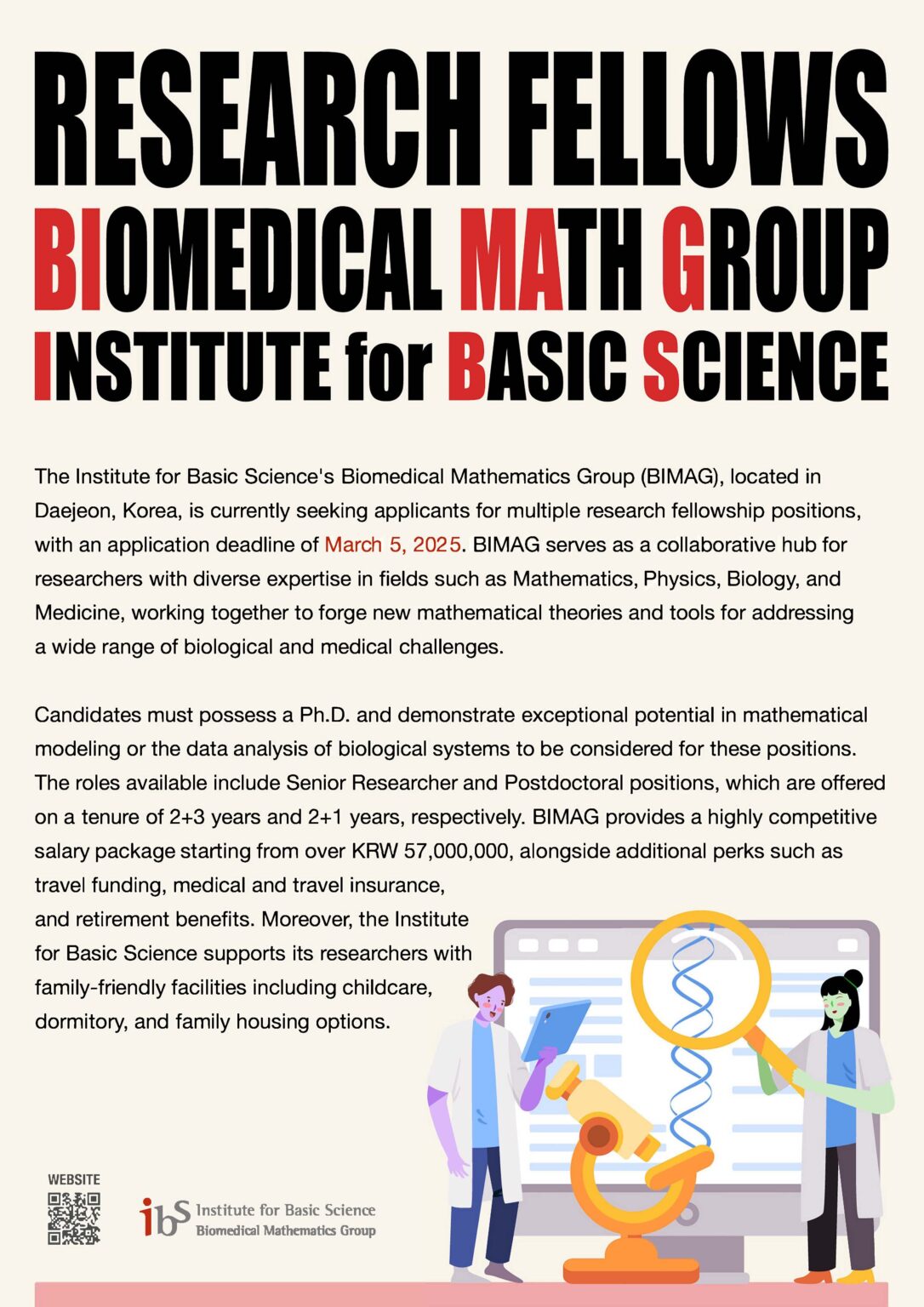 The IBS Biomedical Mathematics Group Senior Researcher Positions and ...