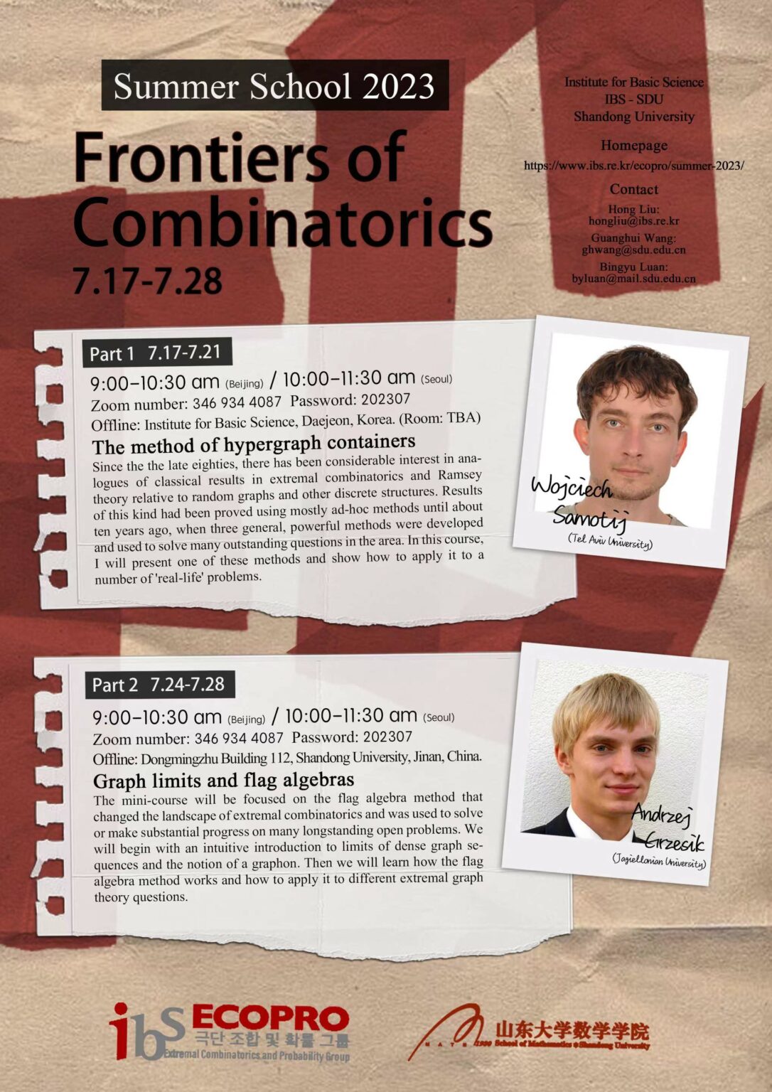 Summer 2023 - Extremal Combinatorics and Probability Group