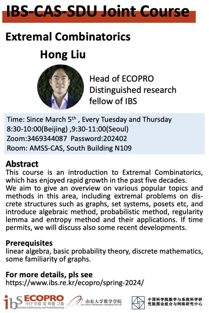 Spring 2024 - Extremal Combinatorics and Probability Group