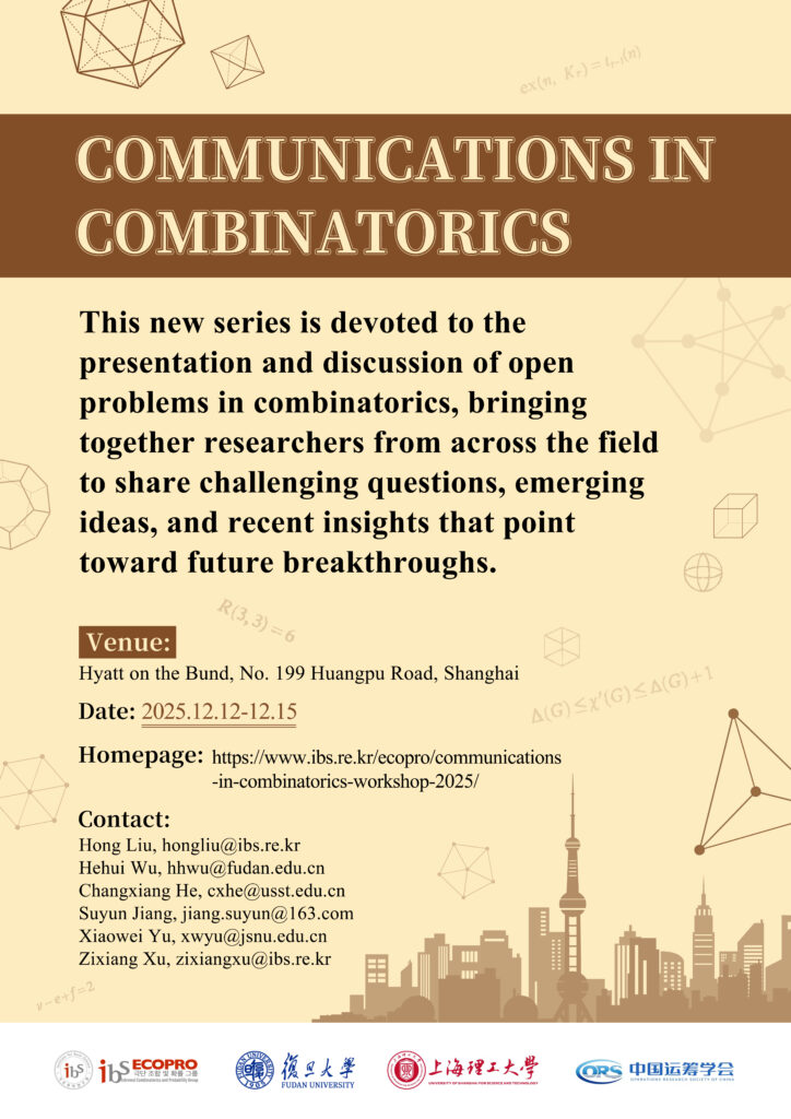 Communications in Combinatorics Workshop 2025 - Extremal Combinatorics ...
